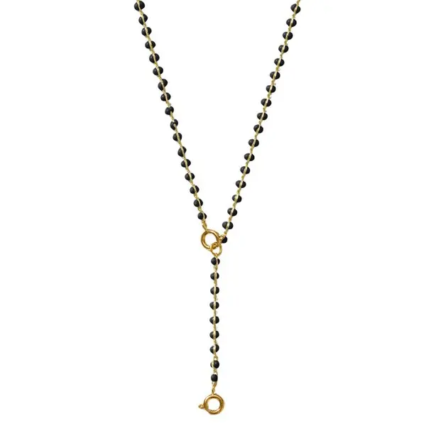 ALEXIE OF ATHENS Enamel Strand Drop Chain Necklace - Black