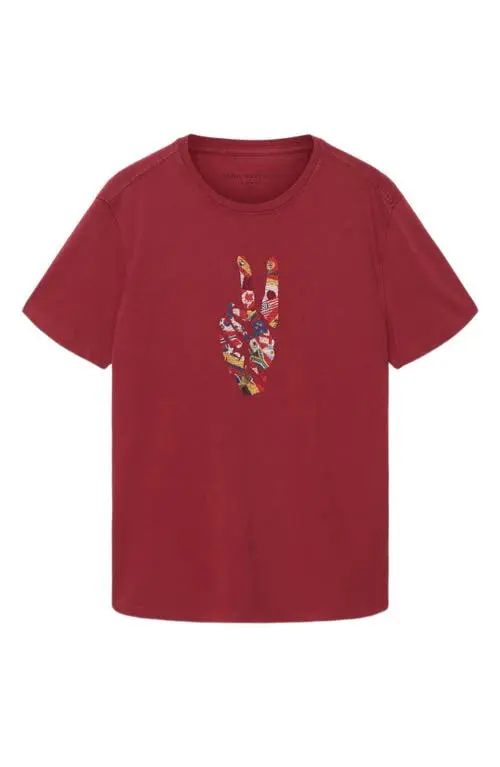 John Varvatos World Flags Peace Organic Cotton Graphic T-shirt - Cranberry