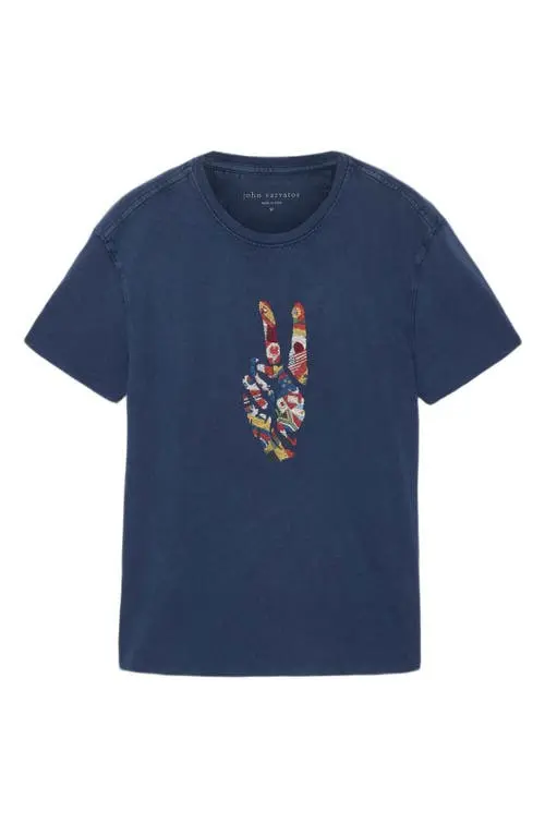 John Varvatos World Flags Peace Organic Cotton Graphic T-shirt - Indigo