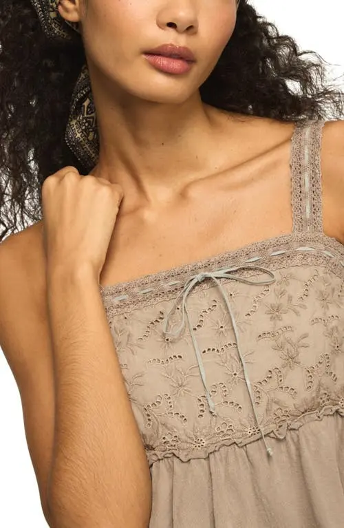 Lucky Brand Eyelet Yoke Handkerchief Hem Tank