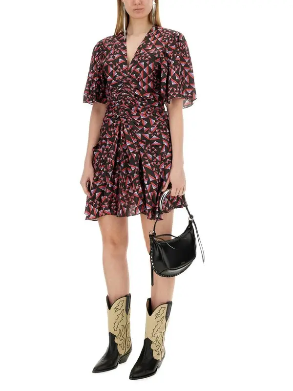 Isabel Marant Étoile Lienne Geometric Print V-neck Dress - Multicolor