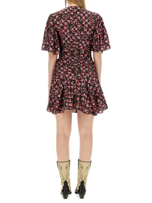 Isabel Marant Étoile Lienne Geometric Print V-neck Dress - Multicolor