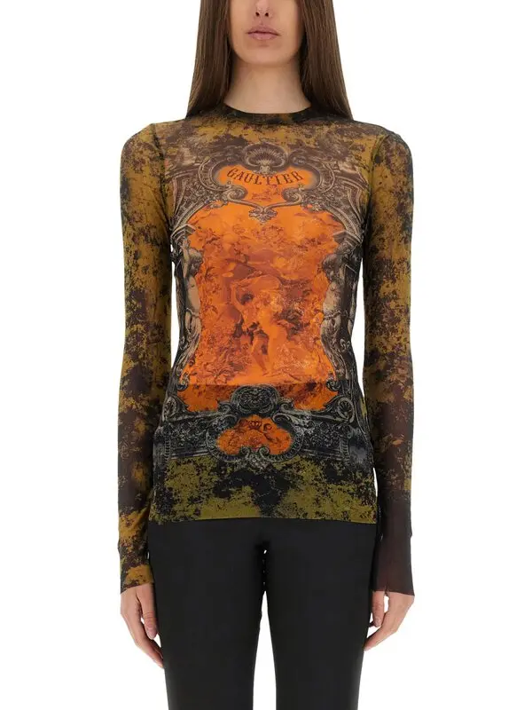 JEAN PAUL GAULTIER Medallion" Print Mesh Top