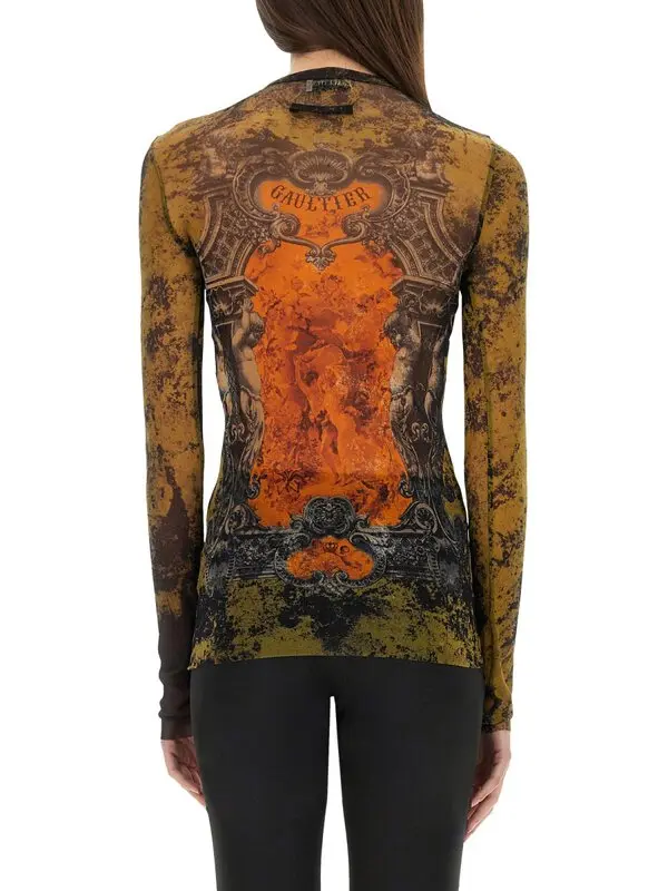 JEAN PAUL GAULTIER Medallion" Print Mesh Top