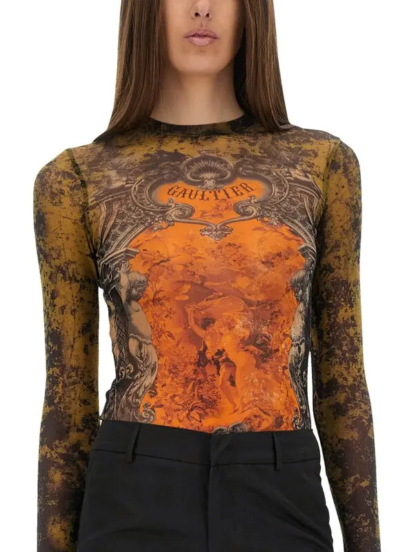 JEAN PAUL GAULTIER Medallion" Print Mesh Top