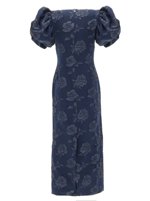 ROTATE BY BIRGER CHRISTENSEN Long Dress With Straps And Floral Jacquard - Blue