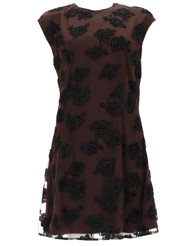 ROTATE BY BIRGER CHRISTENSEN Floral Embellished Mini Dress - Brown