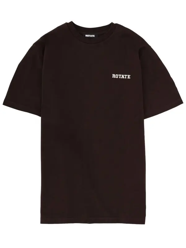 ROTATE BY BIRGER CHRISTENSEN Oversized Organic Cotton T-shirt With Logo - Brown