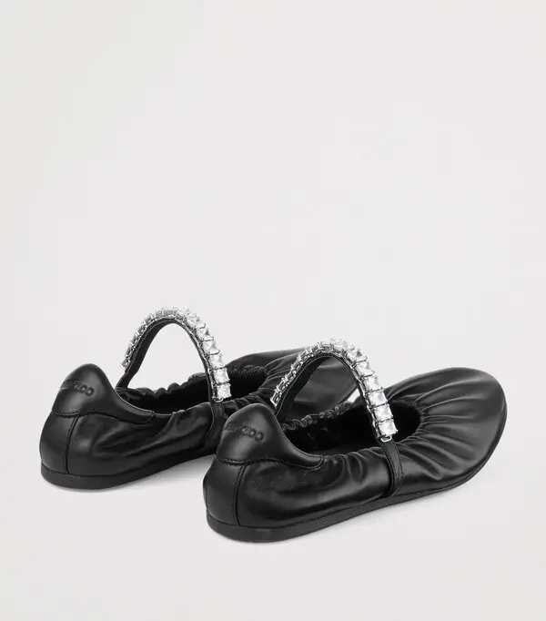 JIMMY CHOO Jade Embellished Leather Ballet Flats
