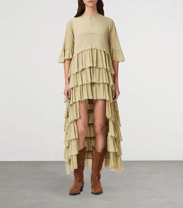 ALLSAINTS Tiered Ruffle Cavalry Midi Dress