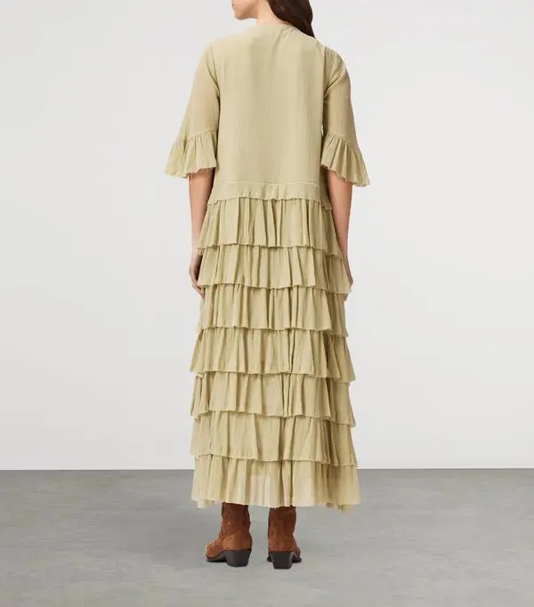 ALLSAINTS Tiered Ruffle Cavalry Midi Dress