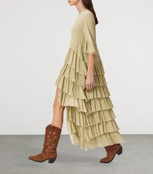 ALLSAINTS Tiered Ruffle Cavalry Midi Dress