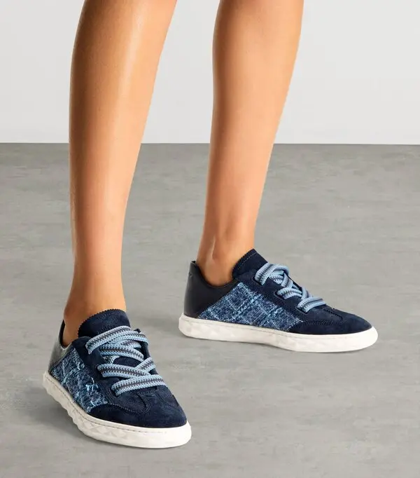 JIMMY CHOO Diamond Light Flex F Suede And Leather Low Top Sneakers - Navy