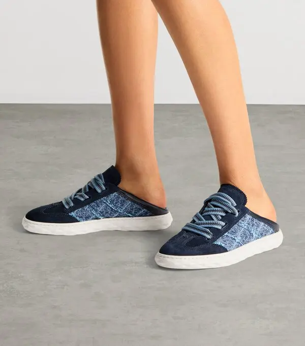 JIMMY CHOO Diamond Light Flex F Suede And Leather Low Top Sneakers - Navy