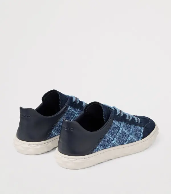 JIMMY CHOO Diamond Light Flex F Suede And Leather Low Top Sneakers - Navy