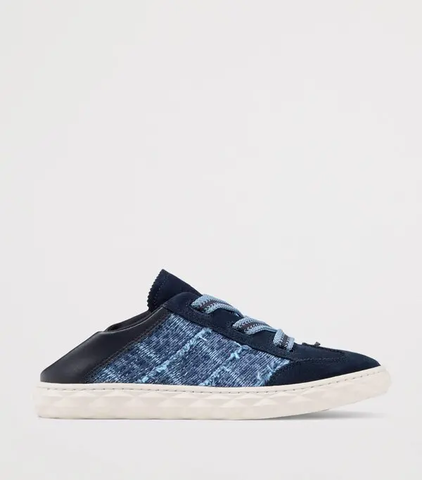 JIMMY CHOO Diamond Light Flex F Suede And Leather Low Top Sneakers - Navy