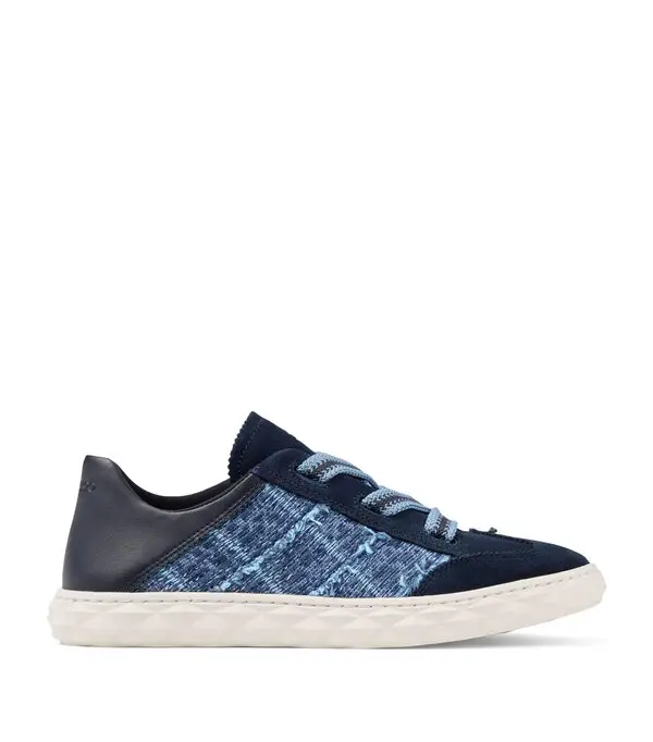 JIMMY CHOO Diamond Light Flex F Suede And Leather Low Top Sneakers - Navy