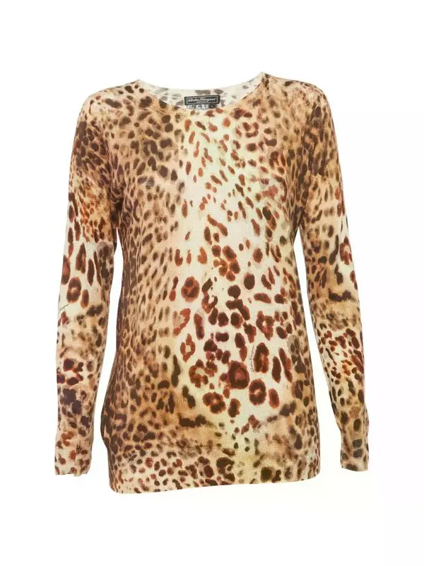 FERRAGAMO Leopard Print Knit Sweater