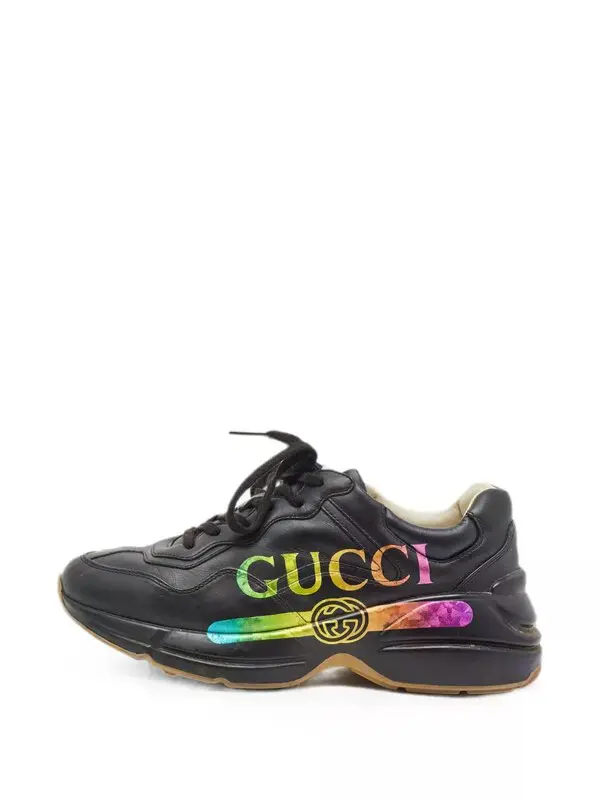 Gucci Rhyton Leather Sneakers - Black