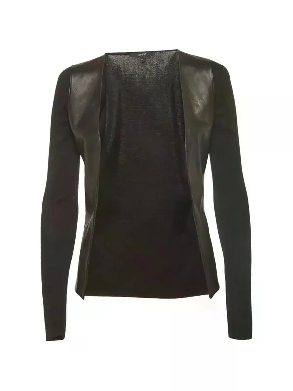 Gucci Cashmere Leather Open-front Jacket