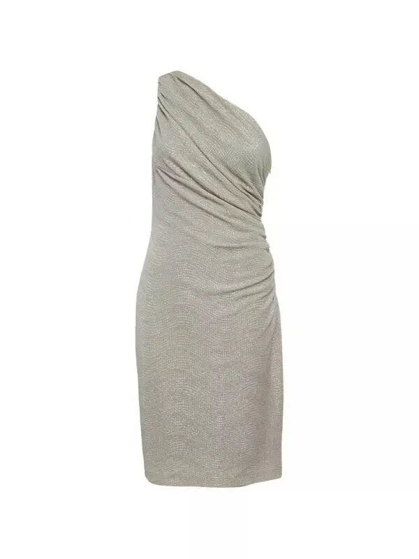 Ralph Lauren One-shoulder Metallic Midi Dress - Silver