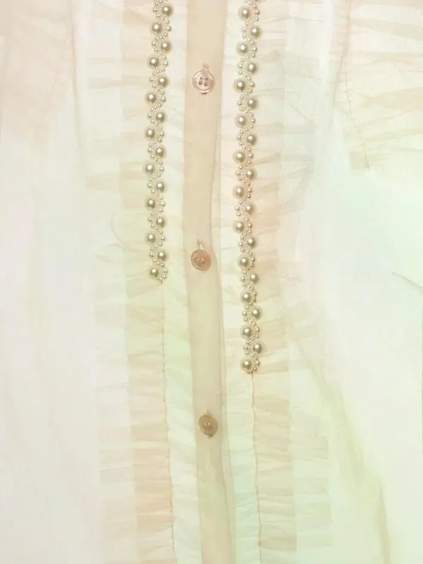 Simone Rocha X H&m Pearl-embellished Tulle Blouse