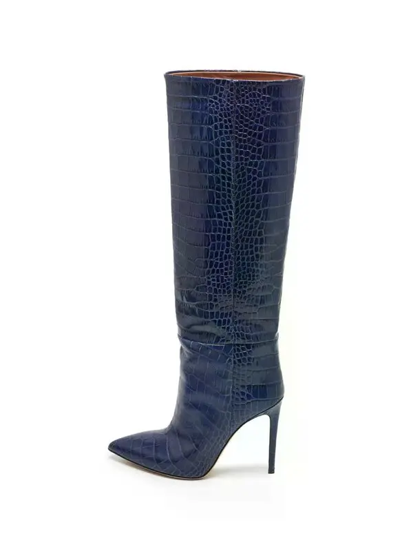 Paris Texas Indaco Croc-embossed Leather Boots - Blue