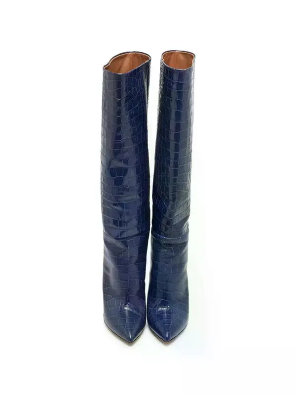 Paris Texas Indaco Croc-embossed Leather Boots - Blue