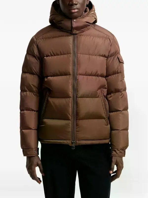 Moncler Maya Matte Short Down Jacket With Hood - Brown