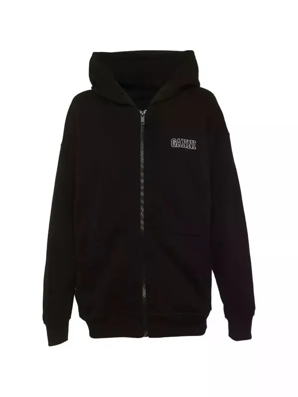 GANNI Zip-up Hoodie - Black