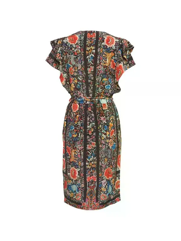 Roberto Cavalli Silk Floral Print Midi Dress