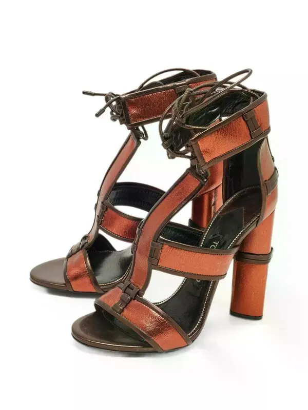 TOM FORD Patchwork Ankle Strap Sandals - Orange