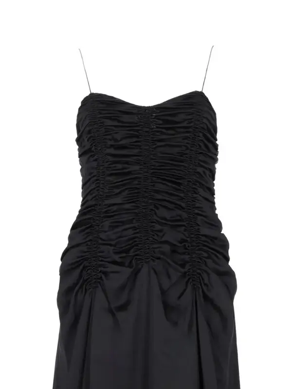 Khaite Raina Pleated Silk Dress - Black