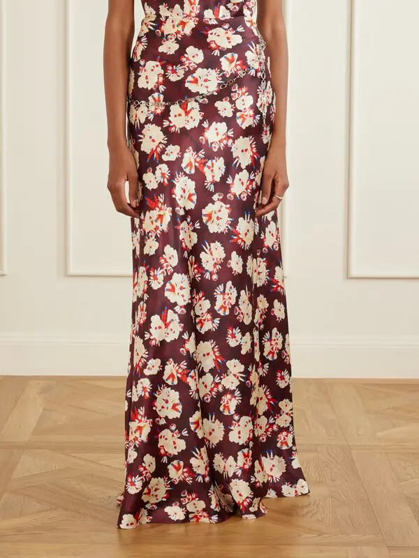 Rabanne Floral-pattern Silk Maxi Skirt