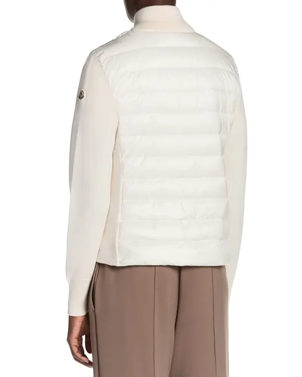 Moncler Quilted Knit Zip-up Cardigan - White