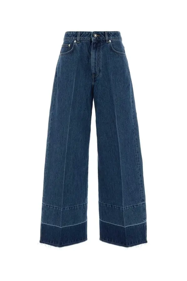 Givenchy Raw Edge Wide Leg Denim Trousers - Blue