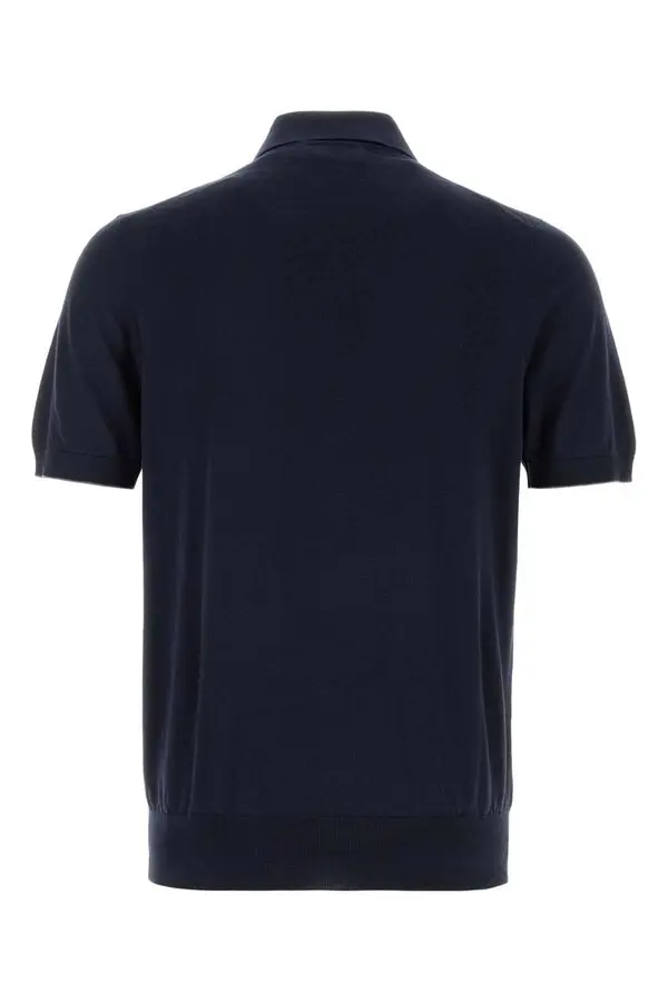 Brunello Cucinelli Navy Cotton Polo Shirt
