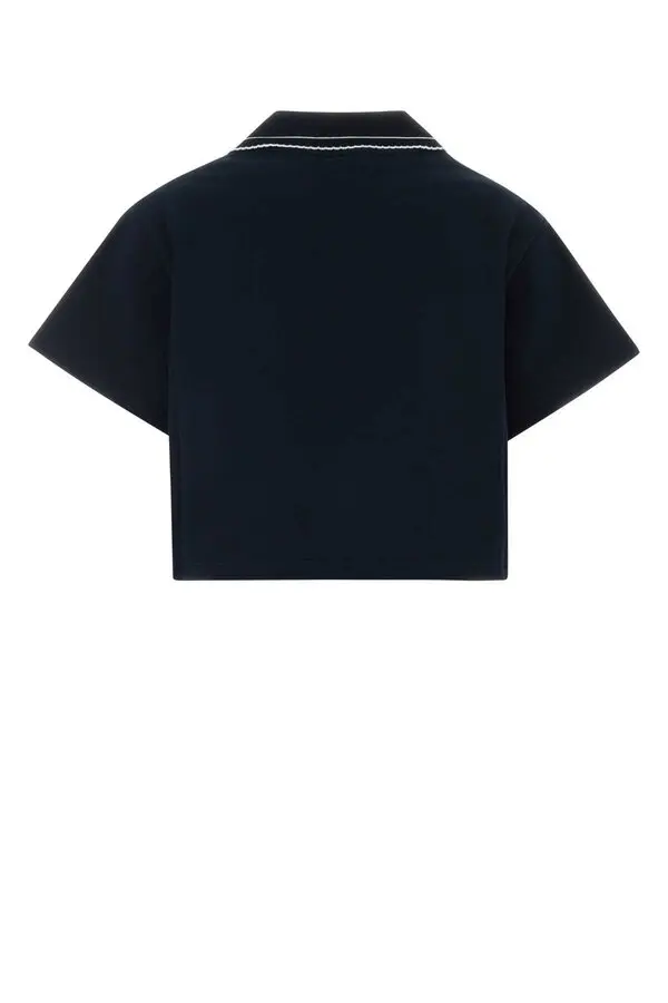 Miu Miu Navy Cotton Oversize Polo Shirt