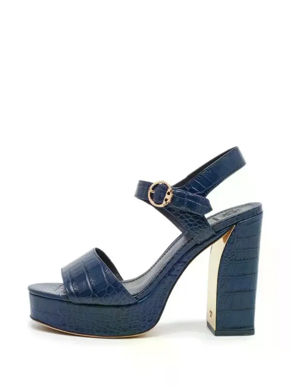 Tory Burch Martine Croc-embossed Platform Sandals - Blue