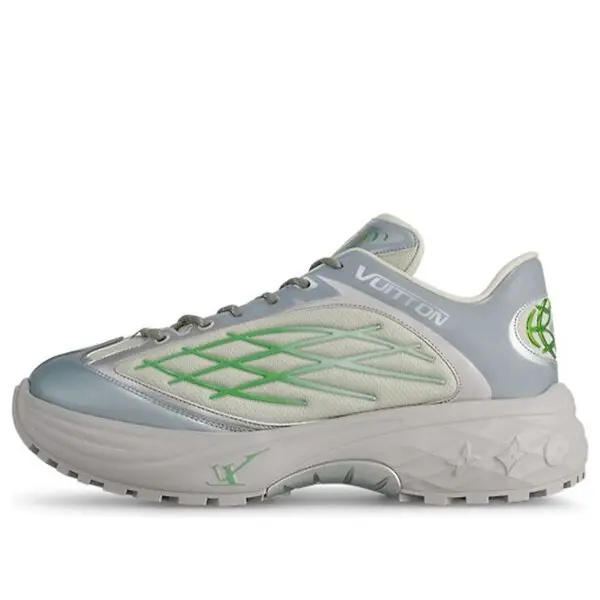 LOUIS VUITTON Discovery Lace Up Sneakers - Grey/silver/beige