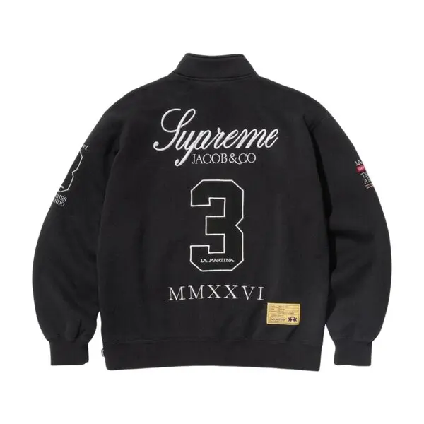 Supreme X La Martina Embroidered Zip Up Sweatshirt - Black