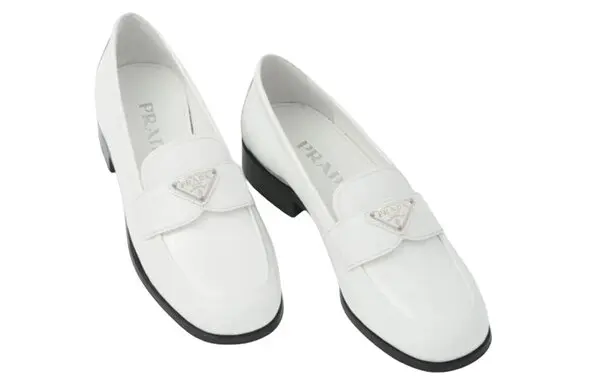 Prada Patent Leather Loafers - White/black