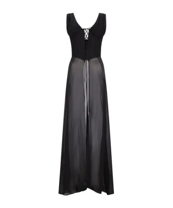 Giuseppe Di Morabito Sheer Corset Maxi Dress - Black