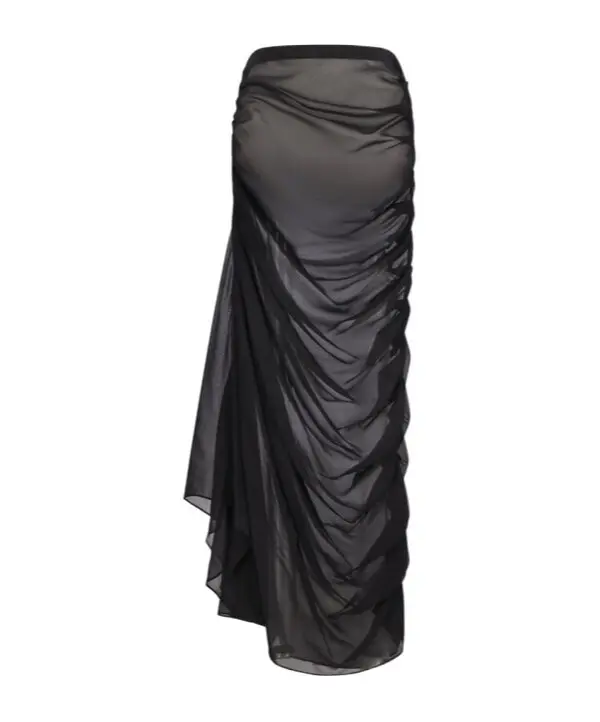 Giuseppe Di Morabito Ruched Draped Silk Maxi Skirt