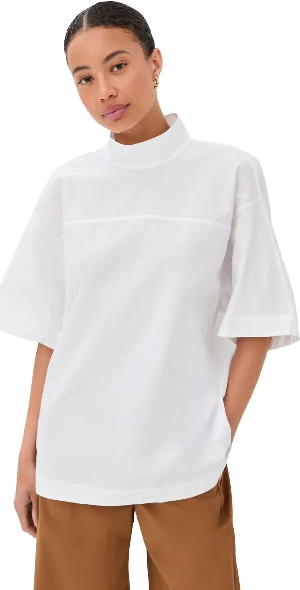 AMI Paris Stand Up Collar Buttoned Short Sleeves Top