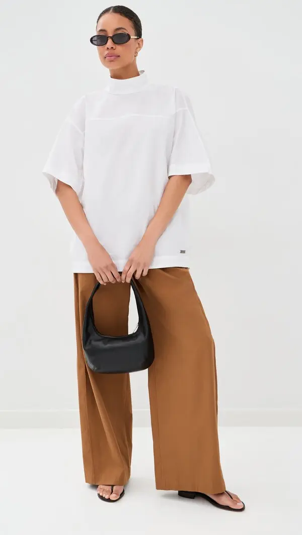 AMI Paris Stand Up Collar Buttoned Short Sleeves Top