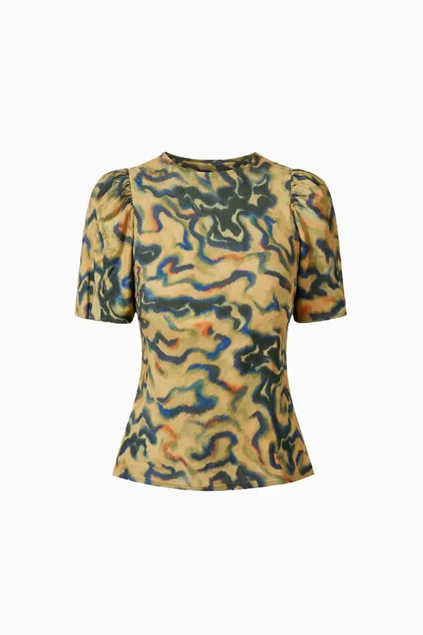 Ulla Johnson Corine Ss Silk Top - Geode