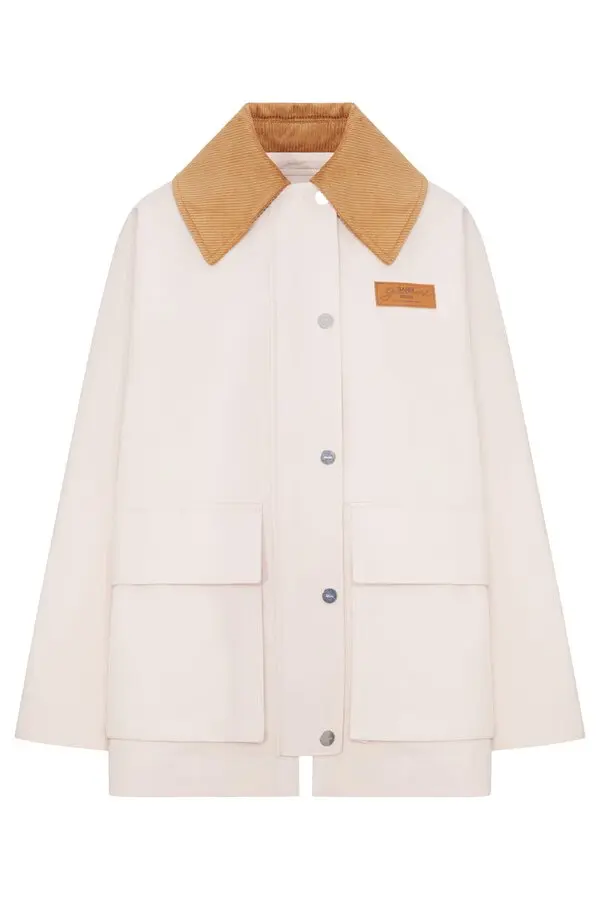 GANNI Recycled Polyester Twill Jacket With Corduroy Collar - Pink