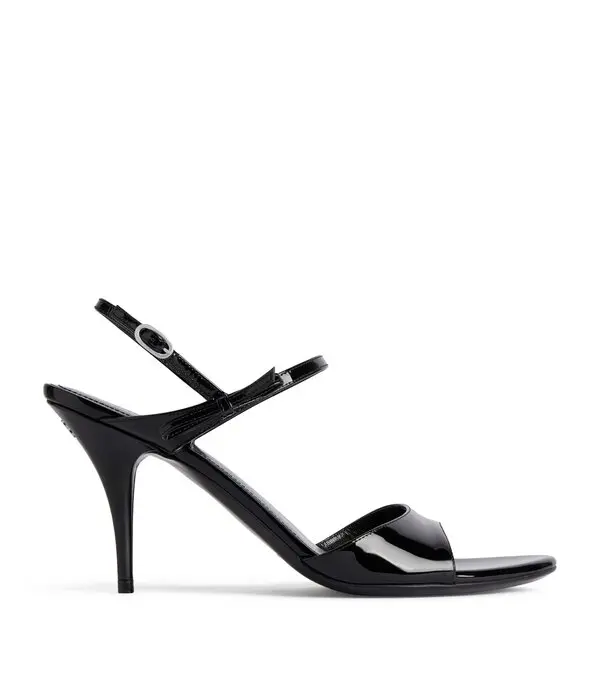 Balenciaga Patent Leather Avenue Bow Heeled Sandals