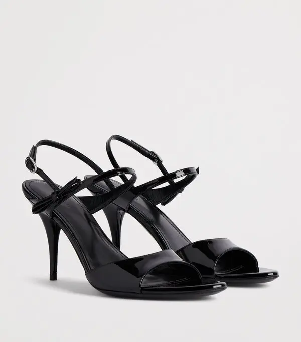 Balenciaga Patent Leather Avenue Bow Heeled Sandals